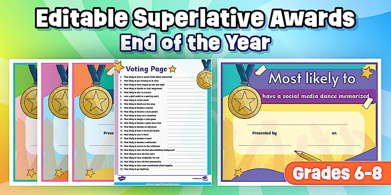 Superlative Awards for Students | Resource | Twinkl USA
