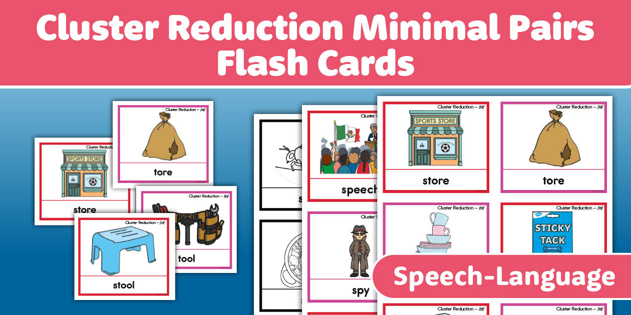 Cluster Reduction Minimal Pairs Flash Cards for SLP