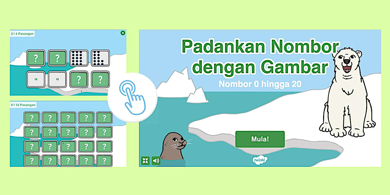 Permainan Interaktif - Padankan Nombor Matematik Darjah 1