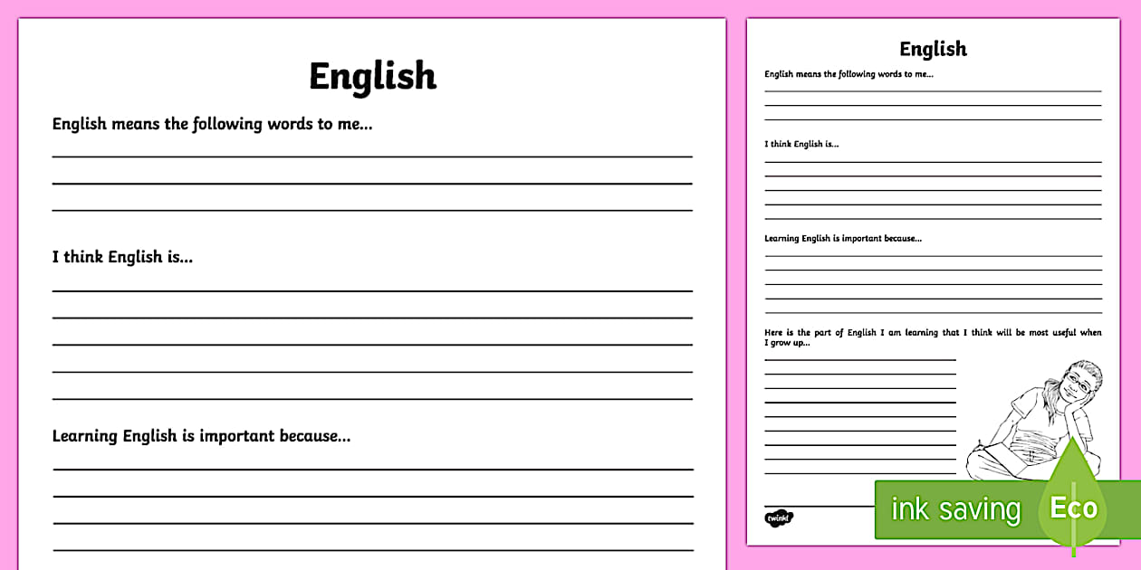 Editable English Reflection Writing Template - Twinkl