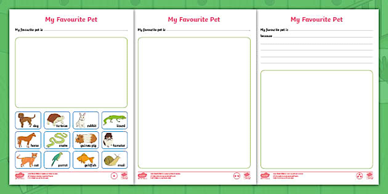 My Favourite Pet Writing Worksheet - Twinkl