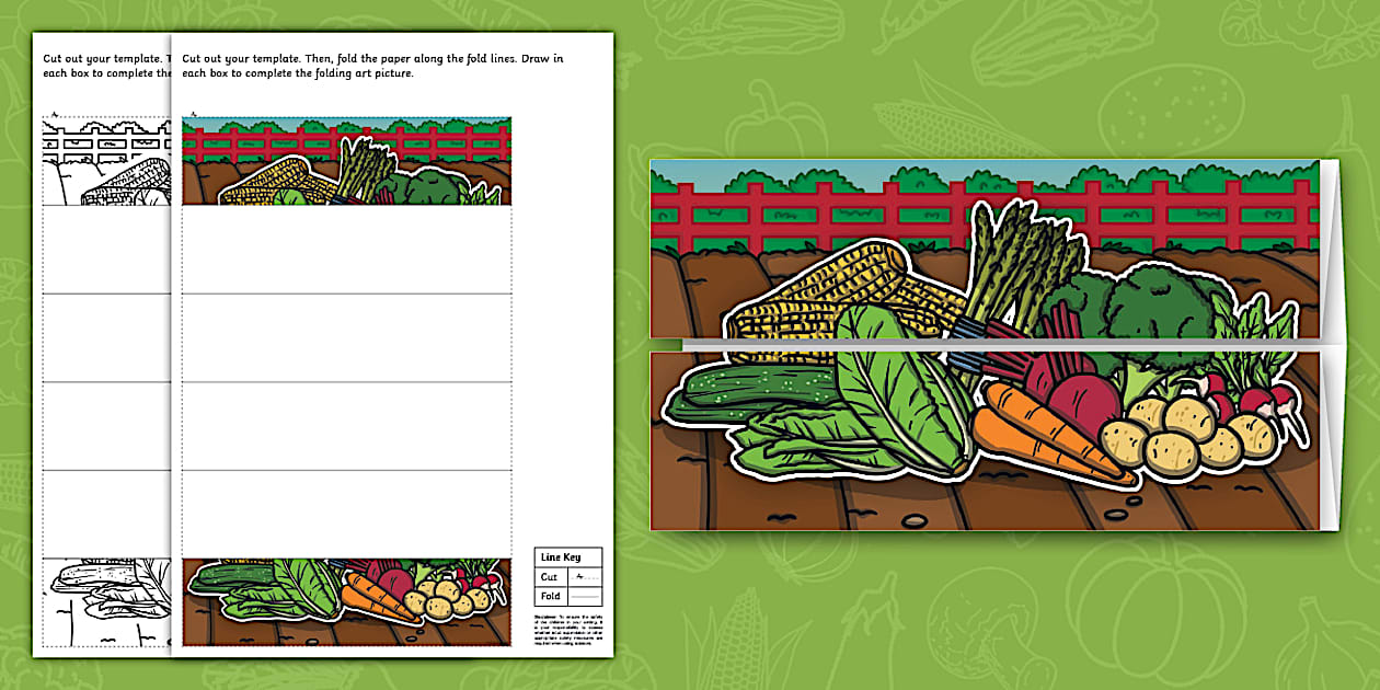 Vegetables Folding Art Template (teacher made) - Twinkl