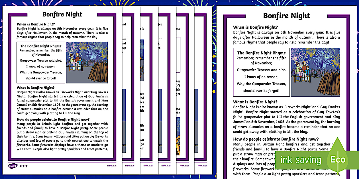 KS1 Bonfire Night Differentiated Fact File - Twinkl