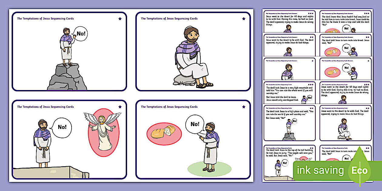 The Temptations of Jesus Sequencing Worksheet - Twinkl