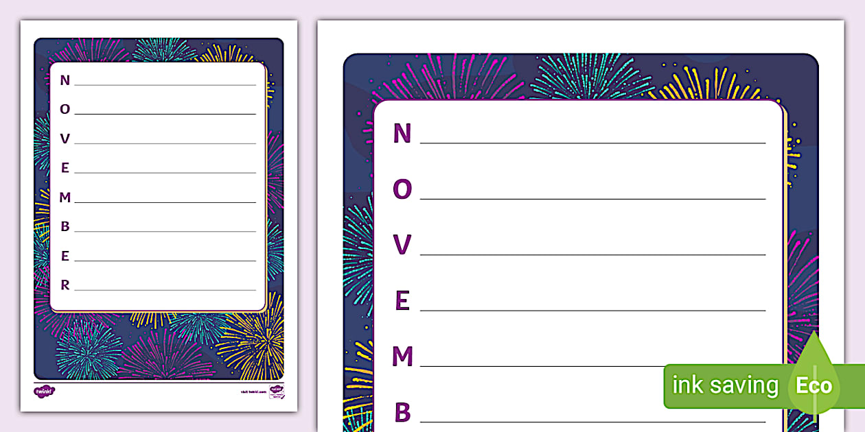 November Acrostic Poem Template | Writing (teacher made)