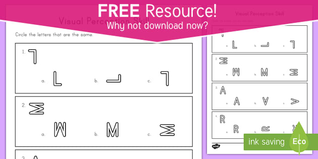 FREE Visual Perception: Circle the Letters That Are the Same Activity