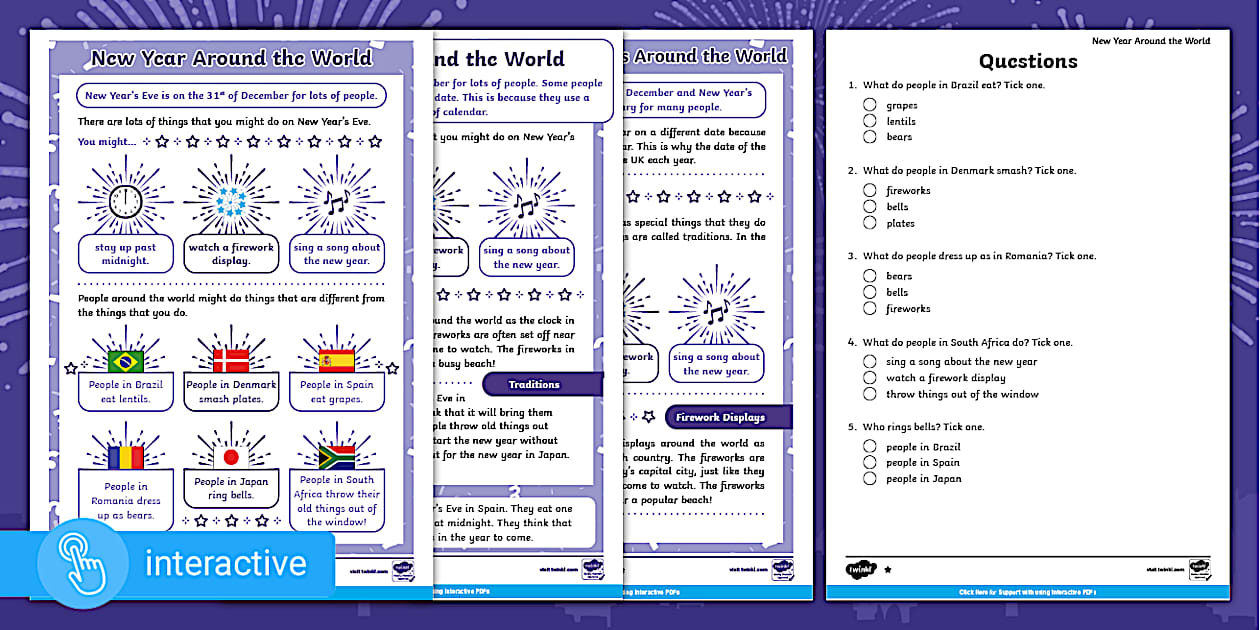 Interactive Reading Comprehension KS1 | New Year Celebrations