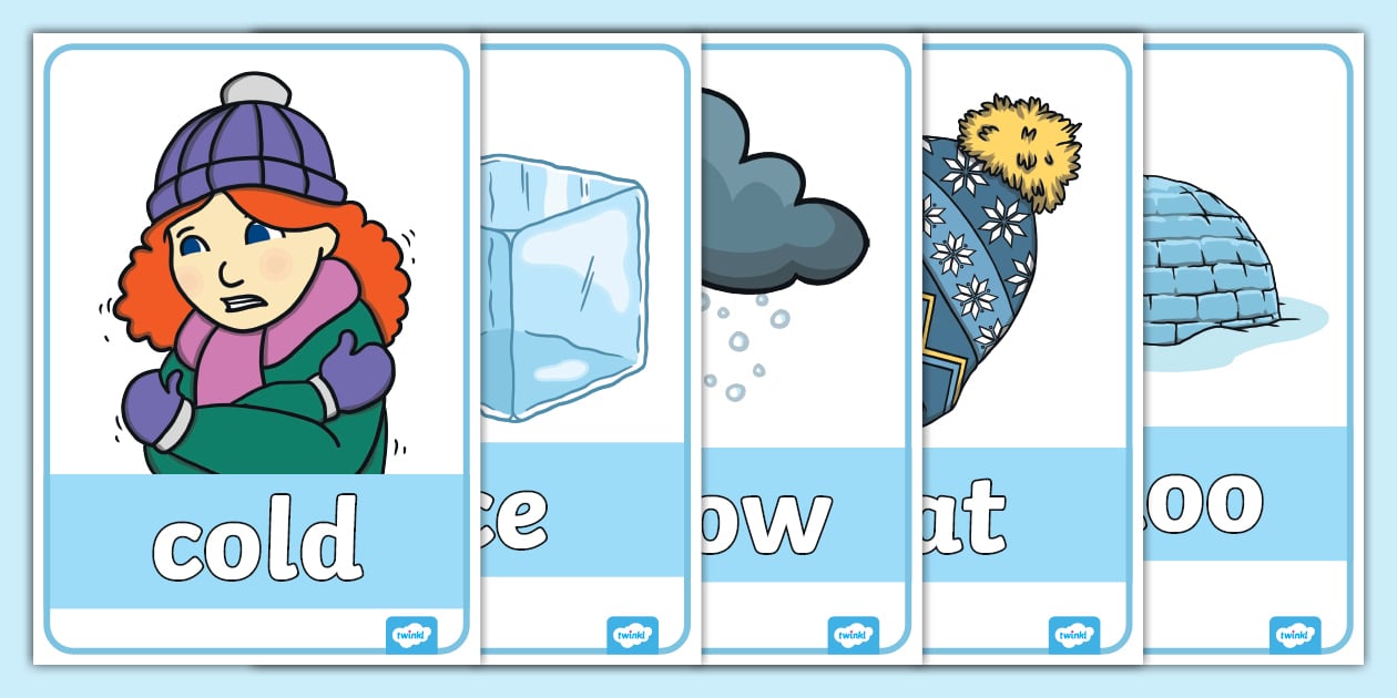 Winter Topic Words on Topic Images (teacher made) - Twinkl