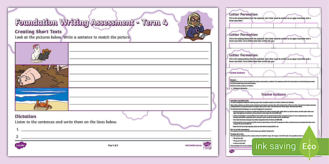 Term 4 Foundation Writing Assessment (teacher made) - Twinkl