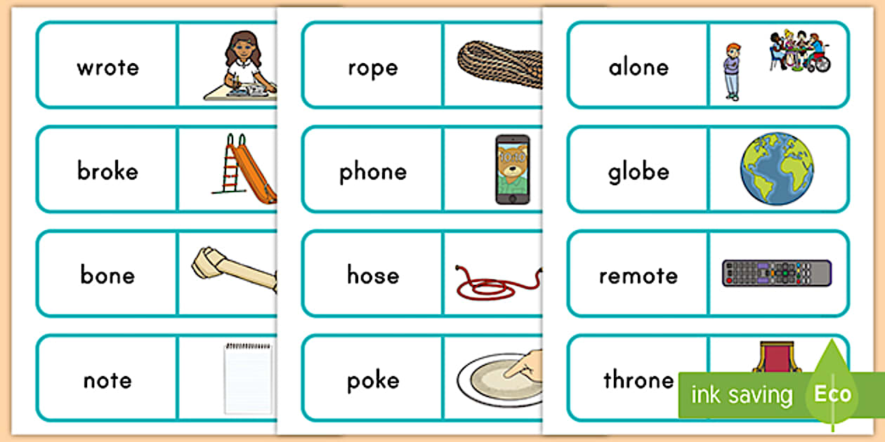 Magic e With o-e Words Matching Cards (teacher made)