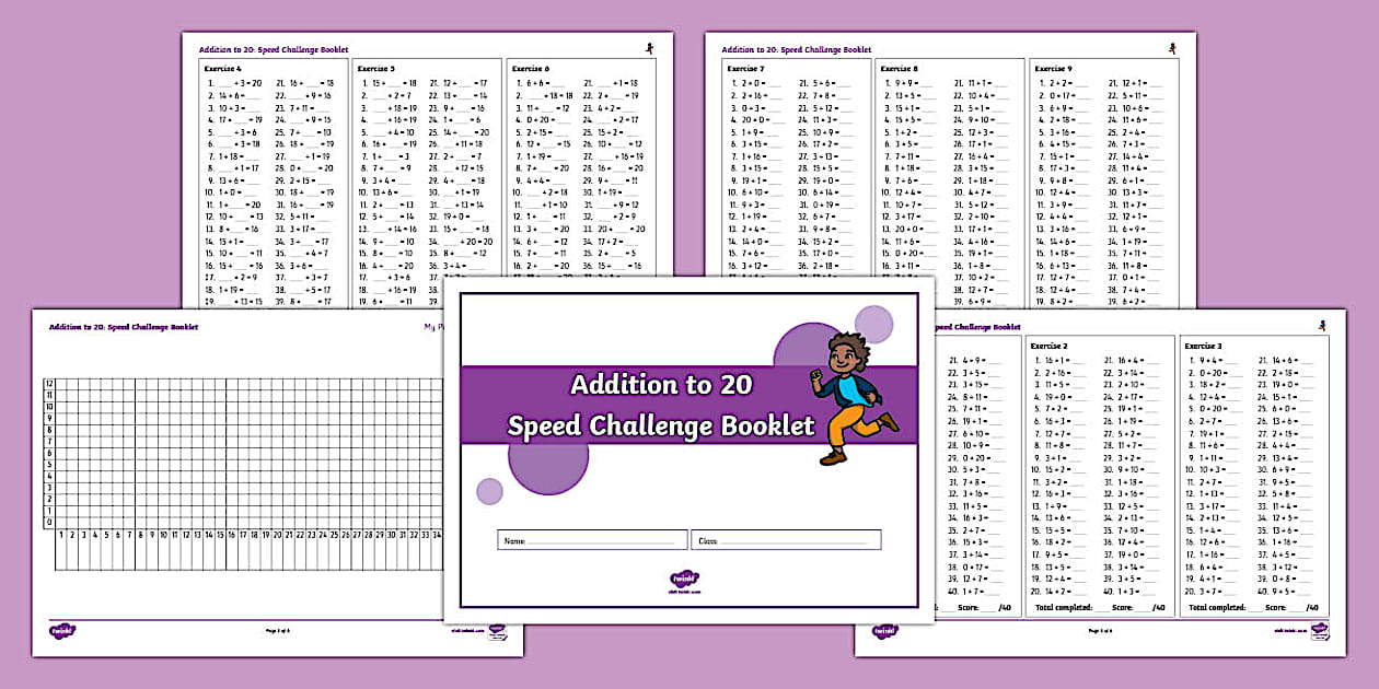 👉 Addition to 20 Speed Challenge Booklet - Twinkl