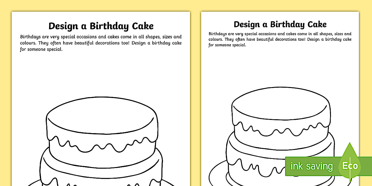 Design A Birthday Cake Template - F-2 (teacher made)