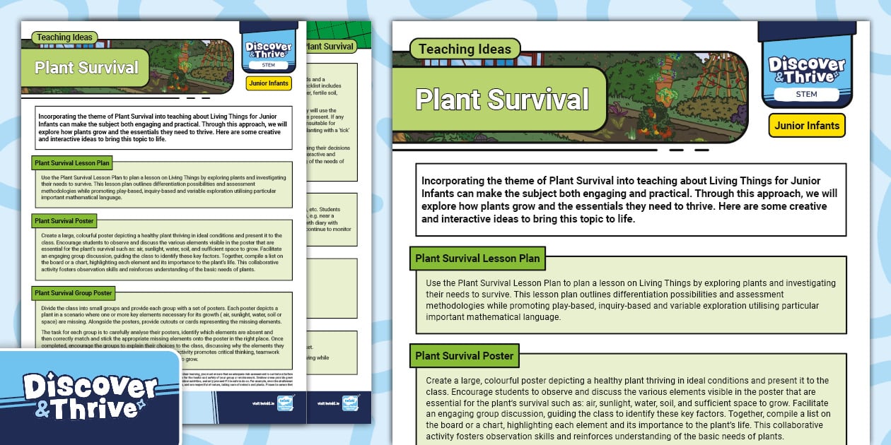 STEM Plant Survival: Teaching Ideas Junior Infants - Twinkl