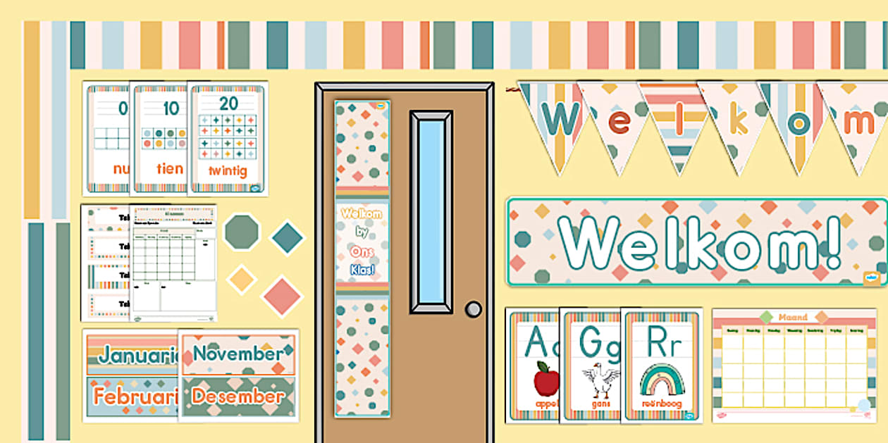 Geometriese Boho Tema Klaskamer Dekor (teacher made)