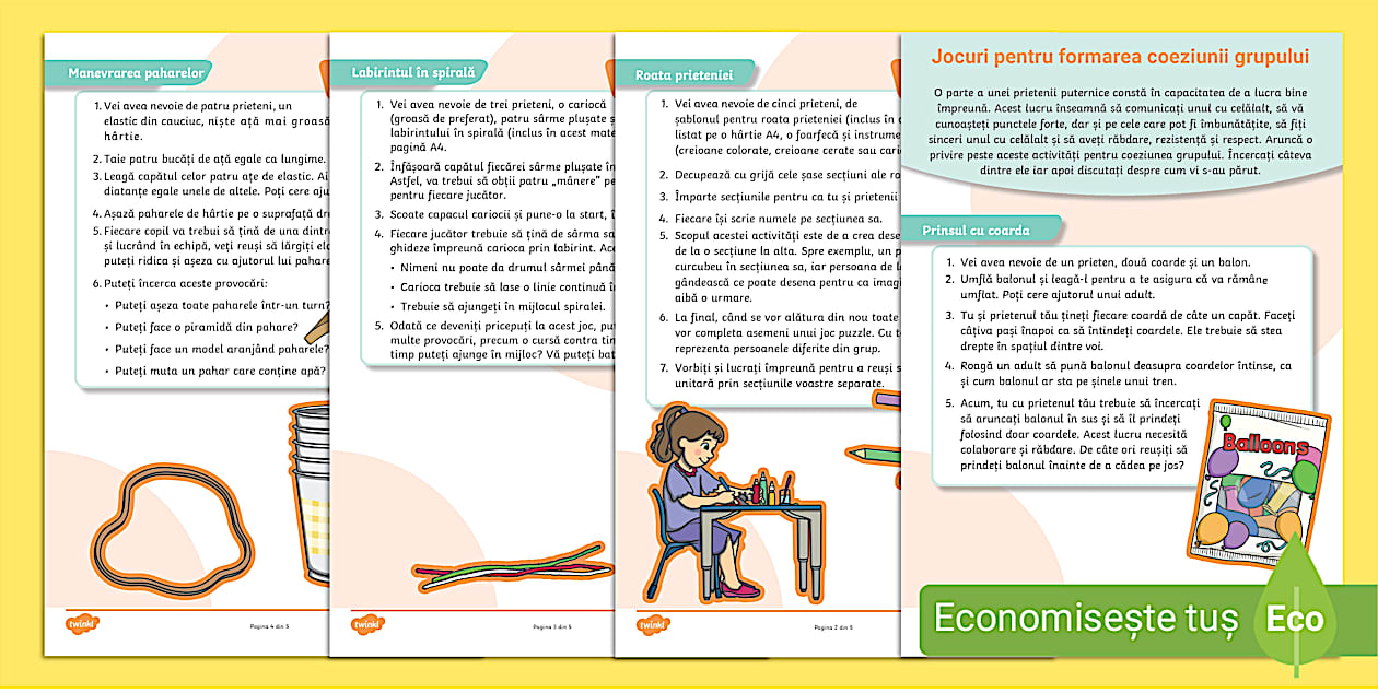 Jocuri pentru formarea coeziunii grupului - Twinkl