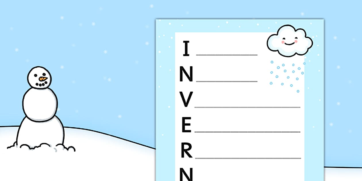 Winter Acrostic Poem Template Portuguese (teacher made)