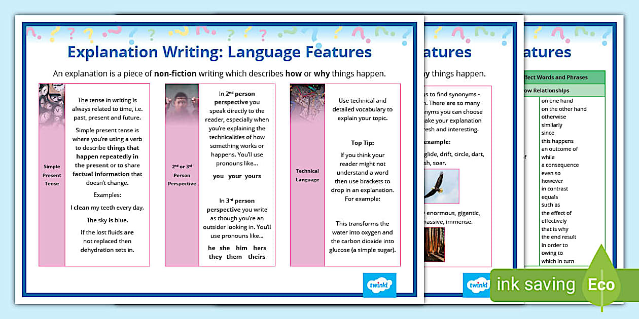 Level 4 Explanation Writing: Language Features Poster