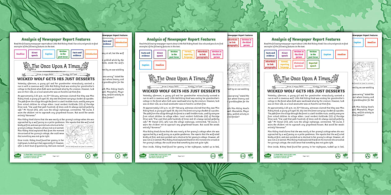 Language Features of a Newspaper Article - KS2 Resources