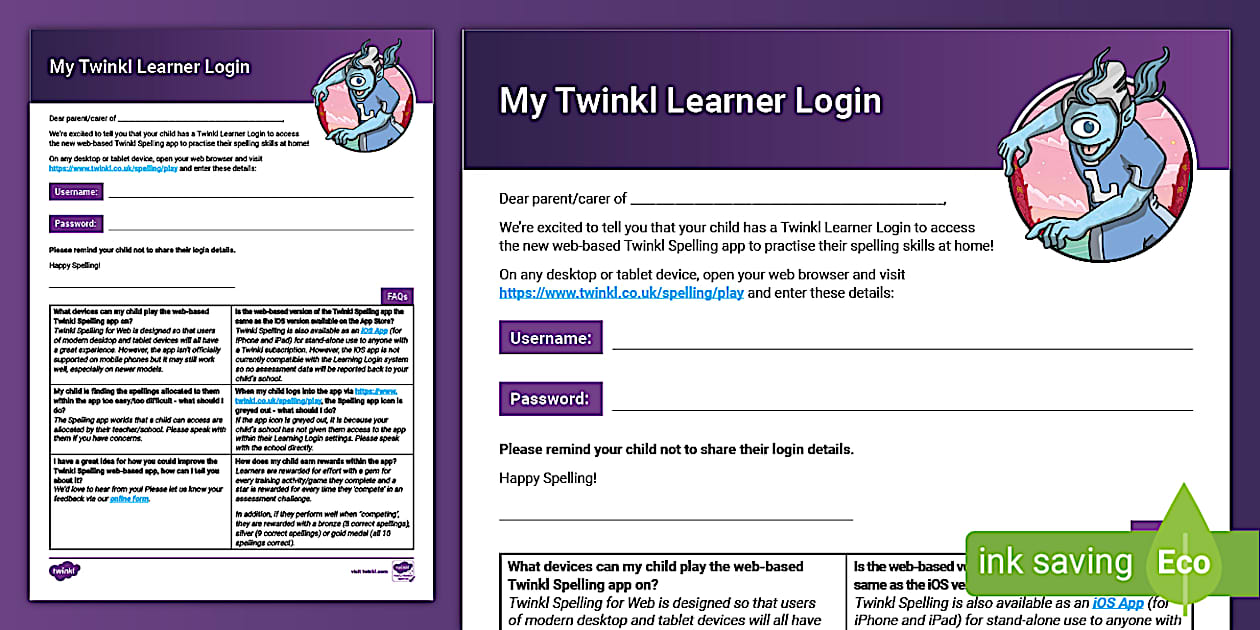 Twinkl Spelling App Editable Letter Home to Parents