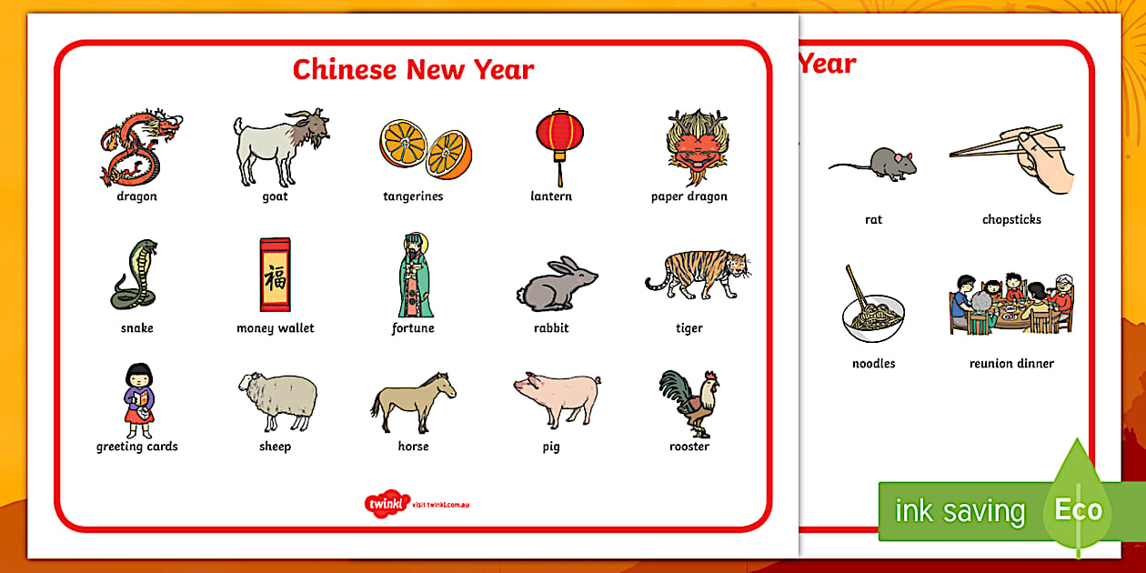 Chinese New Year Word Mat (teacher made) - Twinkl