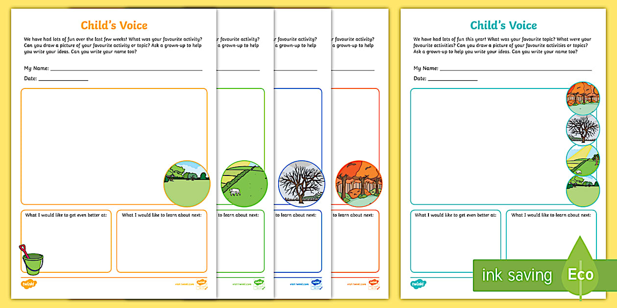 Editable EYFS Child's Voice Comments Forms Resource Pack