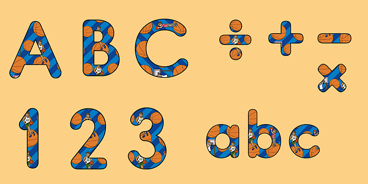 Basketball Bulletin Board Letters and Numbers Pack - Twinkl