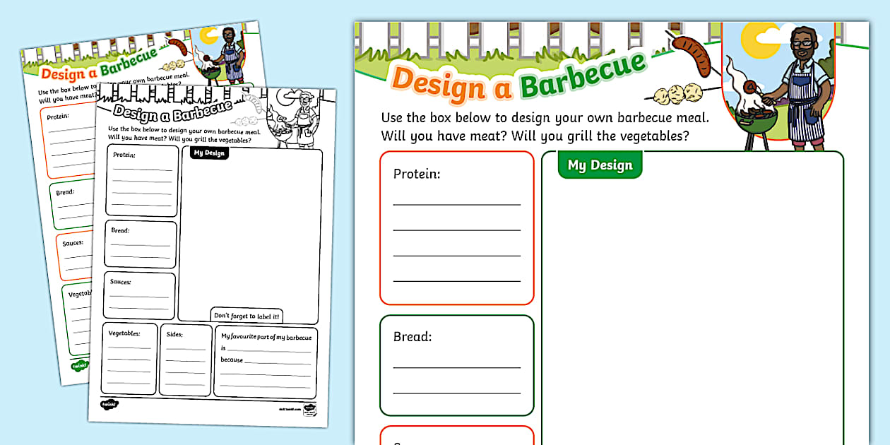 Design a Barbecue Worksheet (teacher made) - Twinkl