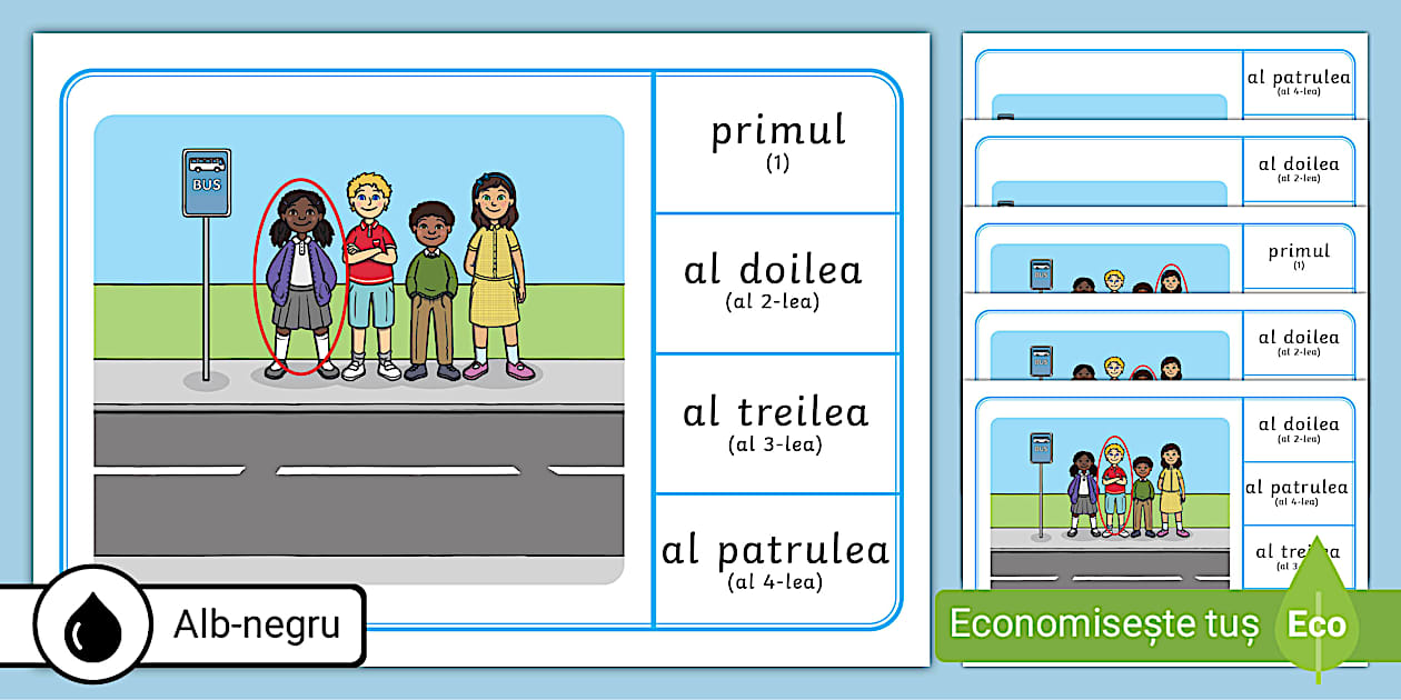 Cu autobuzul: Numerale ordinale – Activitate - Twinkl