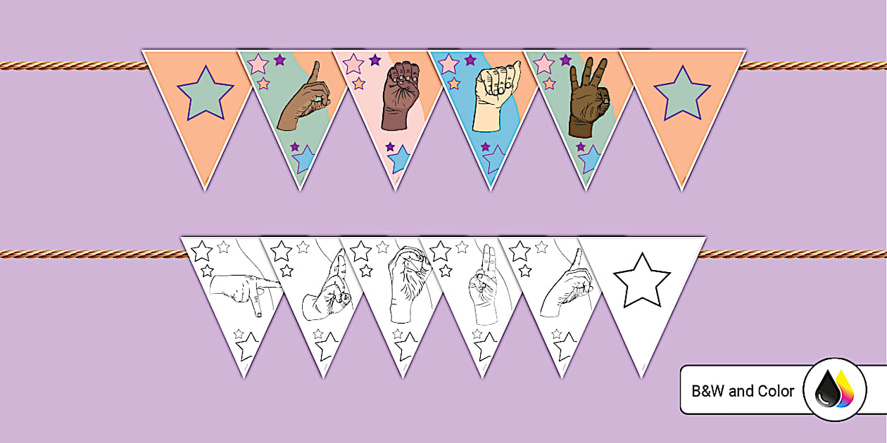 Printable ASL Deaf Bunting for Classroom | Twinkl USA