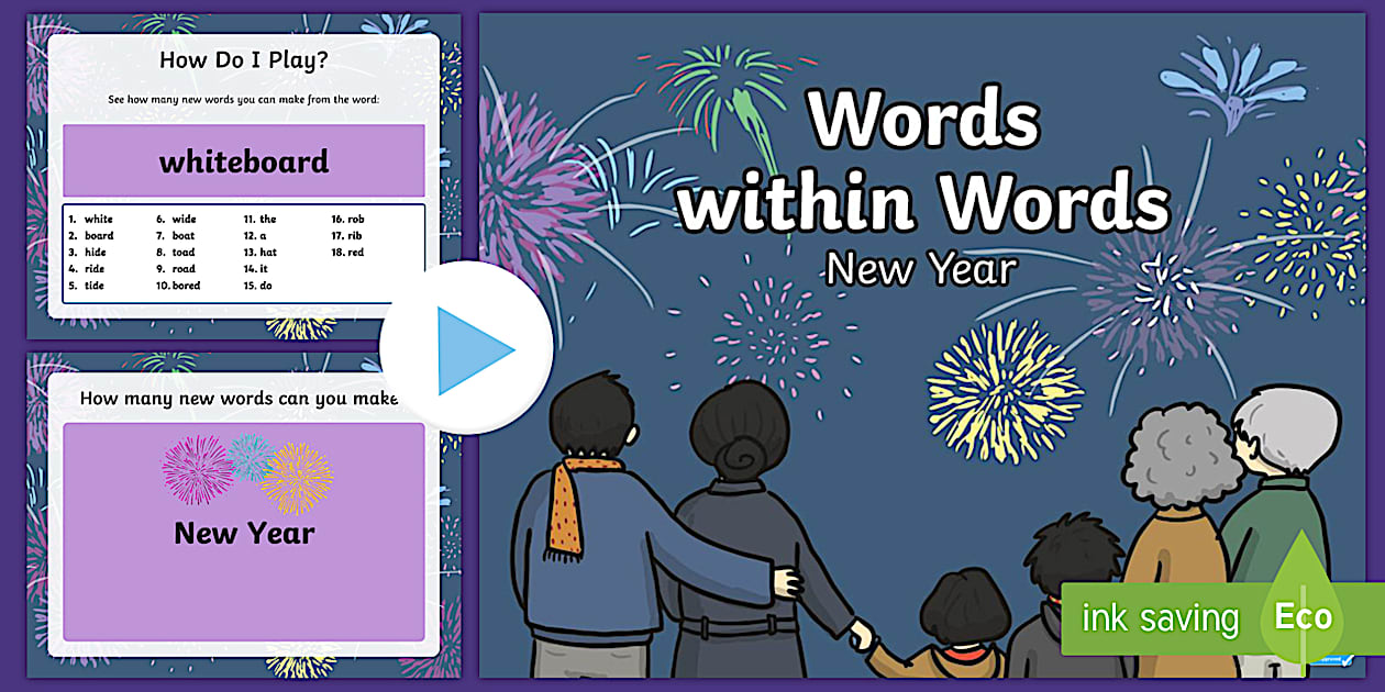 Words within Words Game New Year PowerPoint - KS1/KS2 EAL Words in Words
