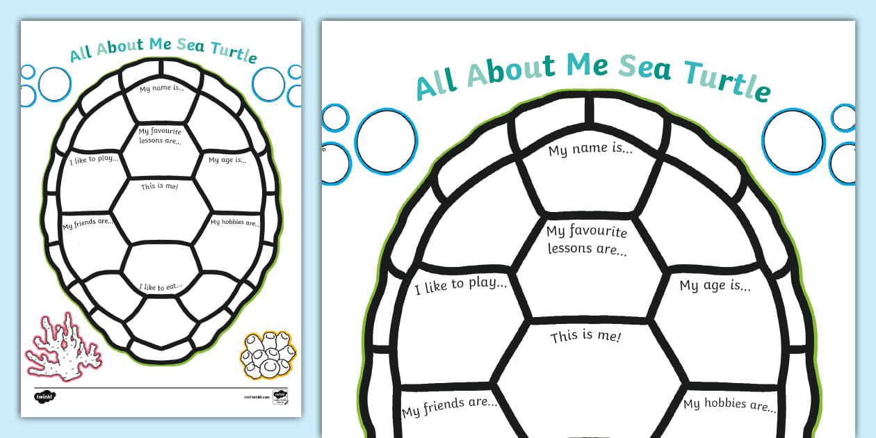 All About Me Sea Turtle Writing Template - Twinkl