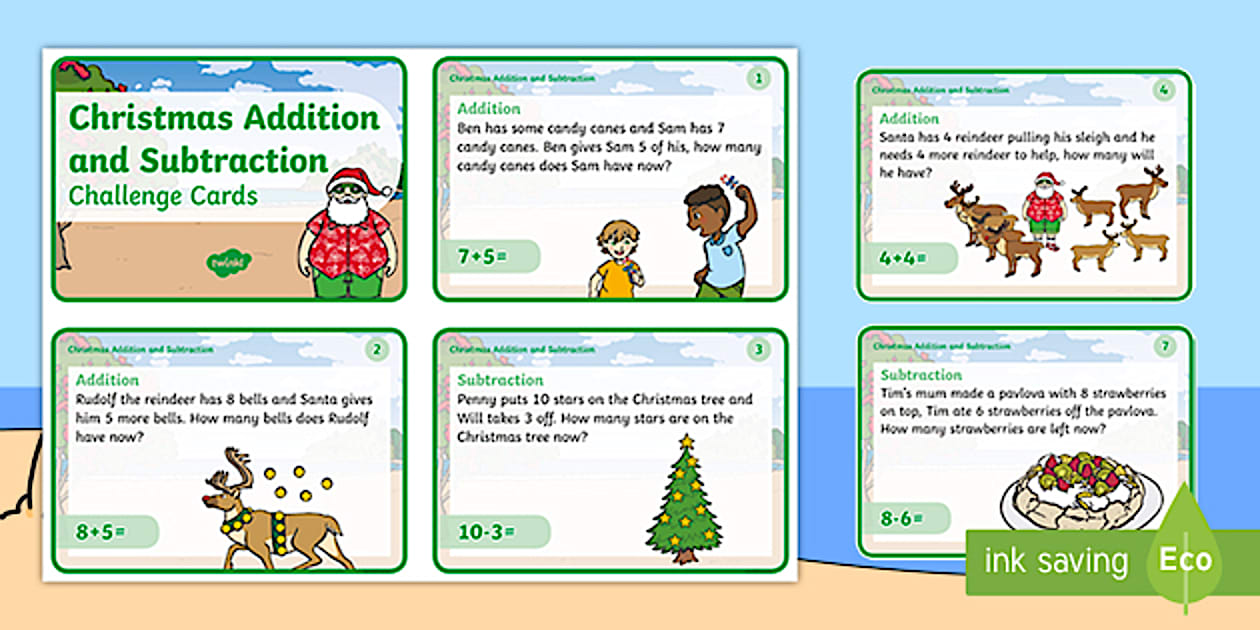 Christmas Word Problem Cards (teacher made) - Twinkl