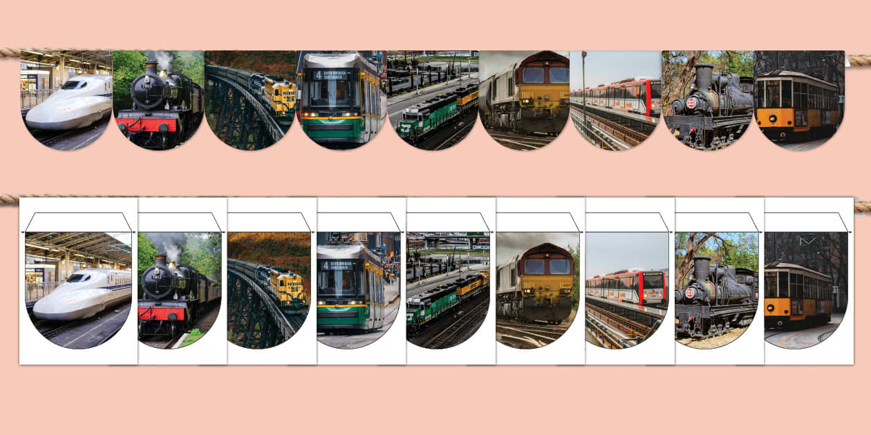 Train Photo Display Bunting - Trains Display (teacher made)