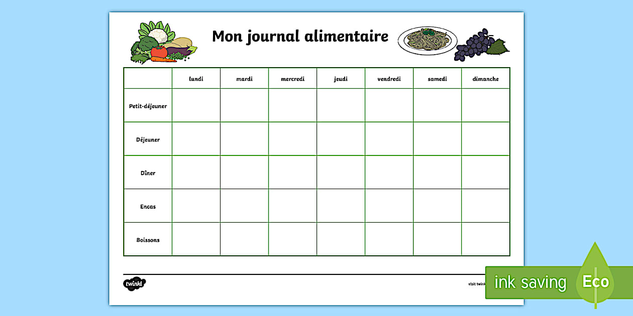 Healthy Eating My Food Journal French (teacher made)