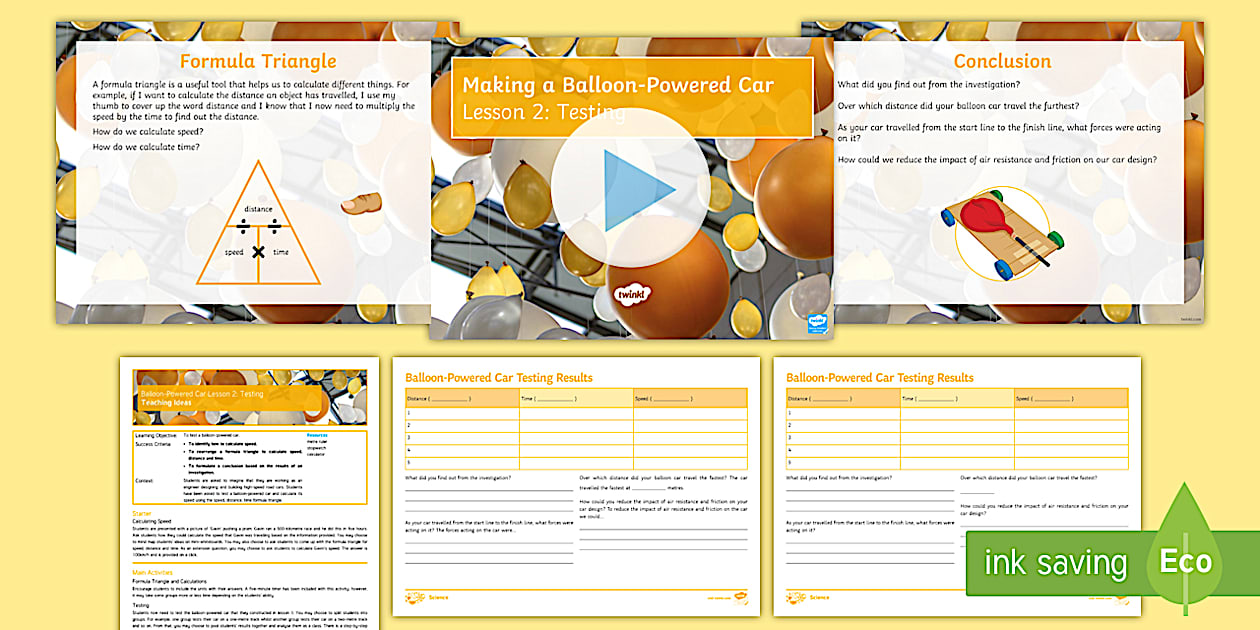 British Science Week Lesson 2: Testing a Balloon-Powered Car