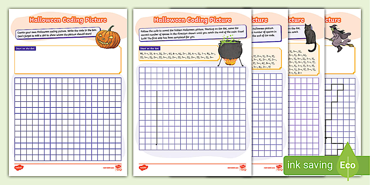 Halloween Unplugged Coding Picture | Computing | Twinkl KS2