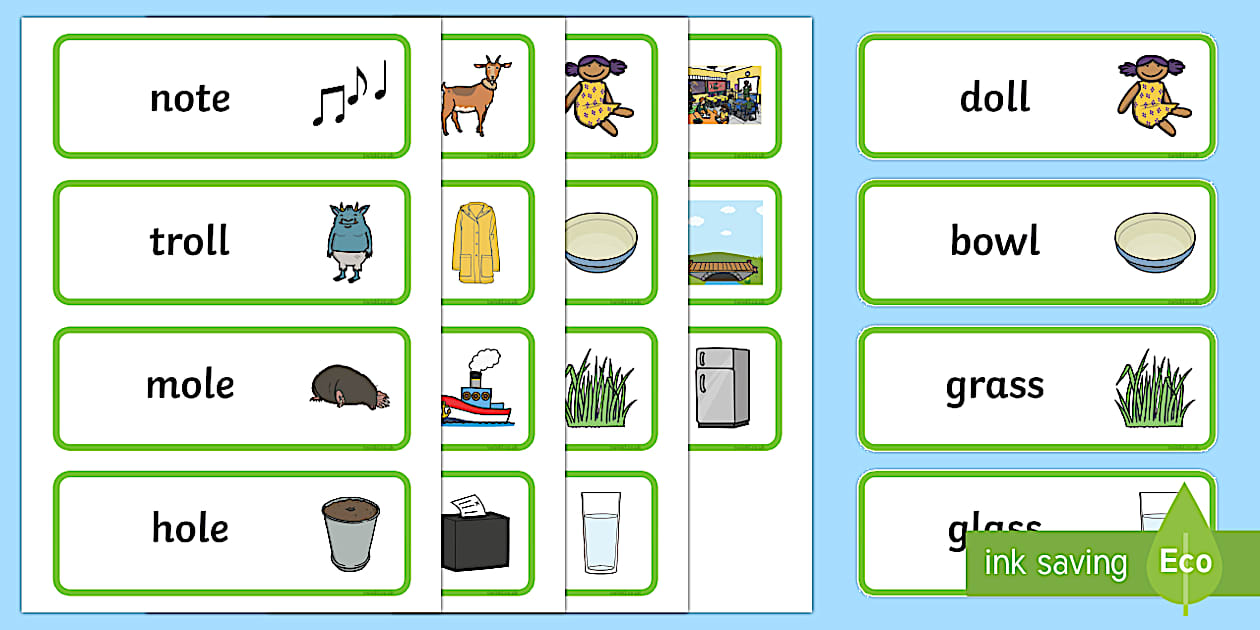 EYFS The Three Billy Goats Gruff Rhyming Word Cards - Twinkl