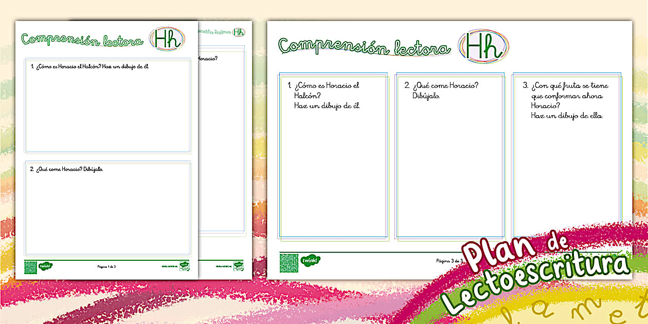 Plan de lectoescritura: La letra H - Comprensión lectora