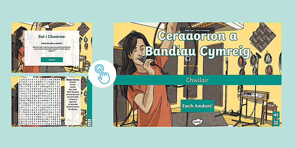Chwilair Rhyngweithiol Cerddorion a Bandiau Cymreig