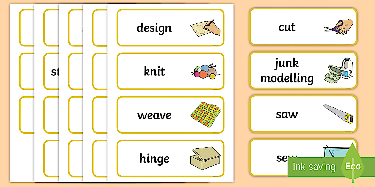 👉 Design and Technology (DT) Tools Topic Cards with Pictures