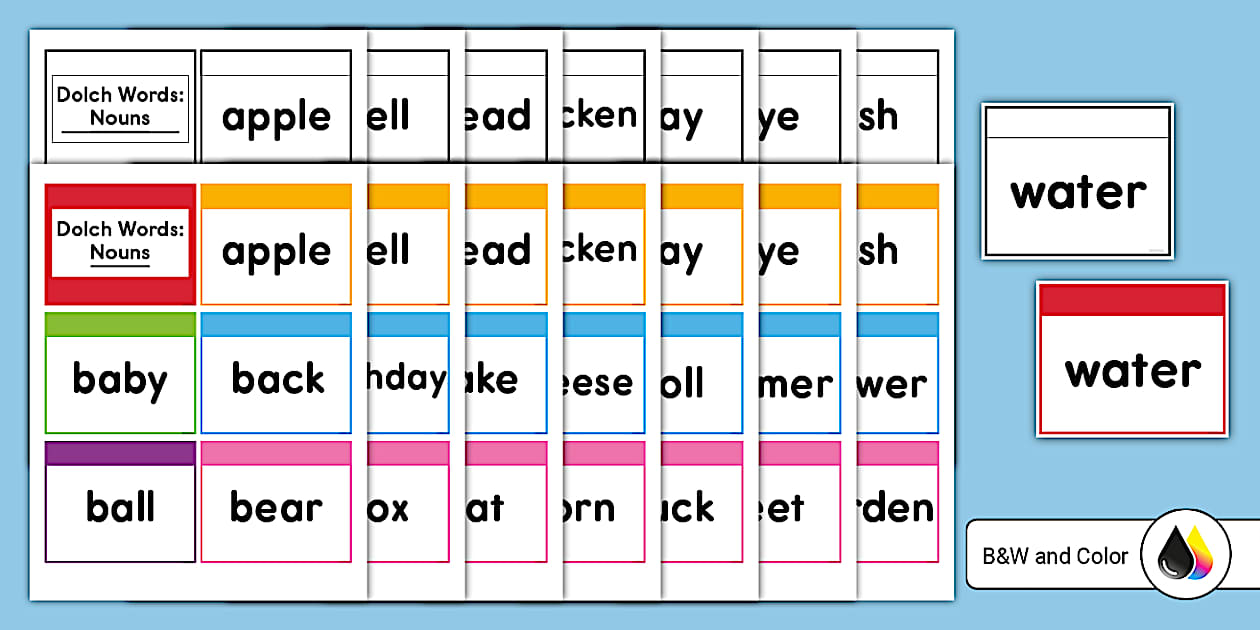 Dolch Nouns Word Cards for K-2nd Grade | Twinkl USA - Twinkl