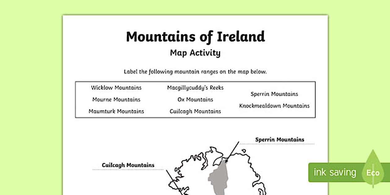 Mountains Of Ireland Map - Twinkl Ireland (teacher made)