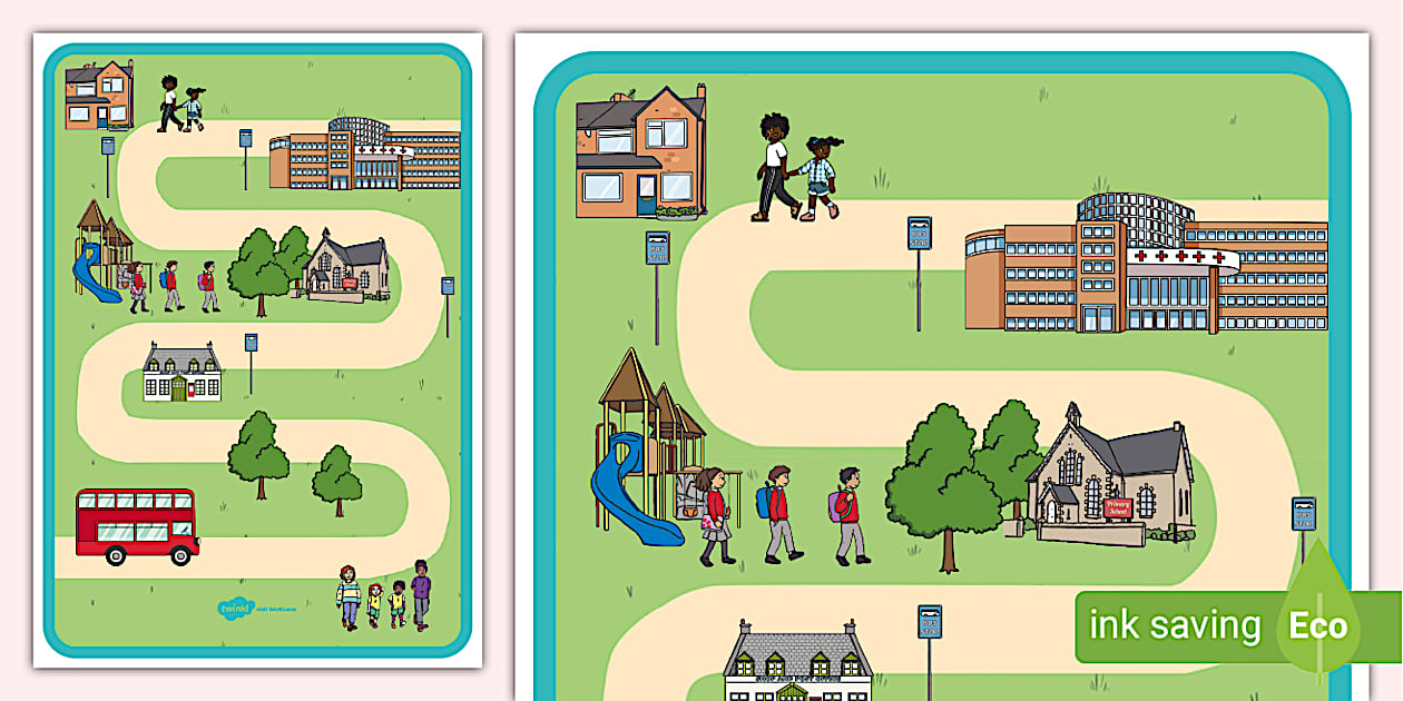 Bus Route Role-Play Map (teacher made) - Twinkl