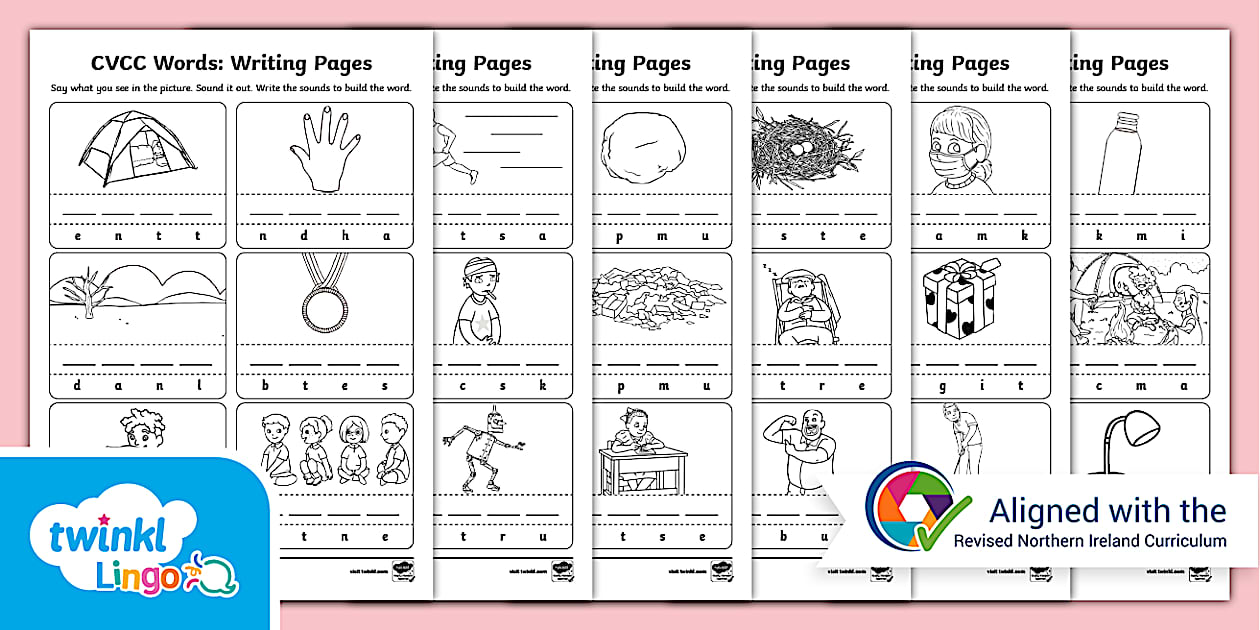 NI Linguistic Phonics Stage 2 CVCC Writing Activity Sheets