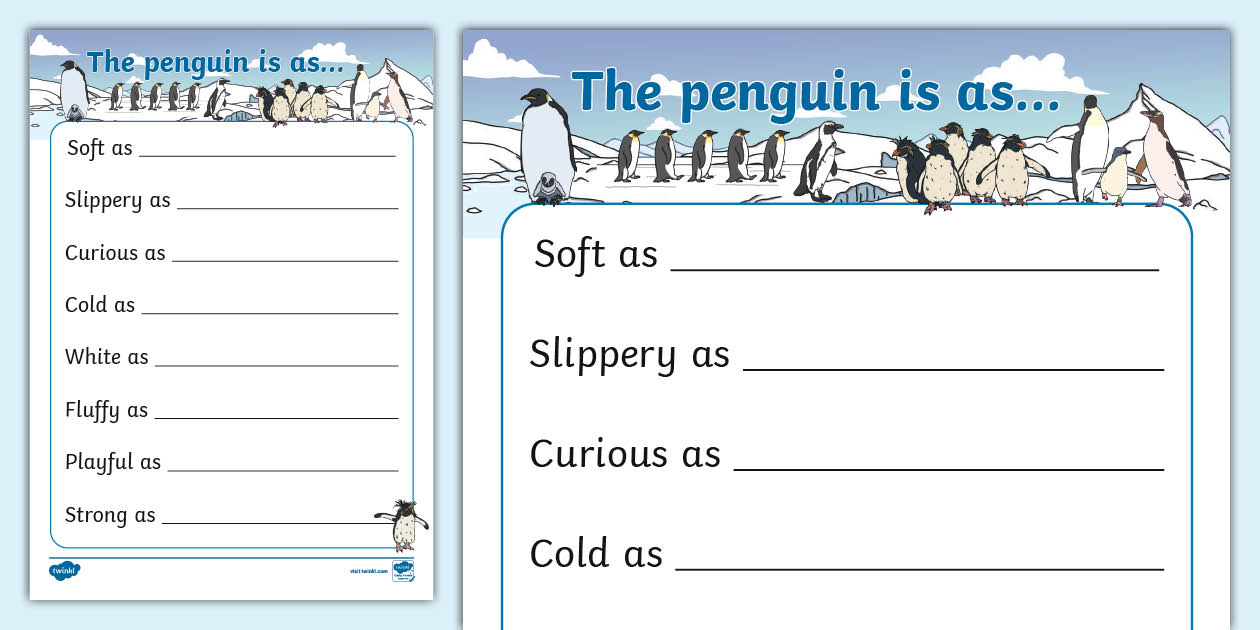 KS1 Penguin Simile Poem Template (teacher made) - Twinkl