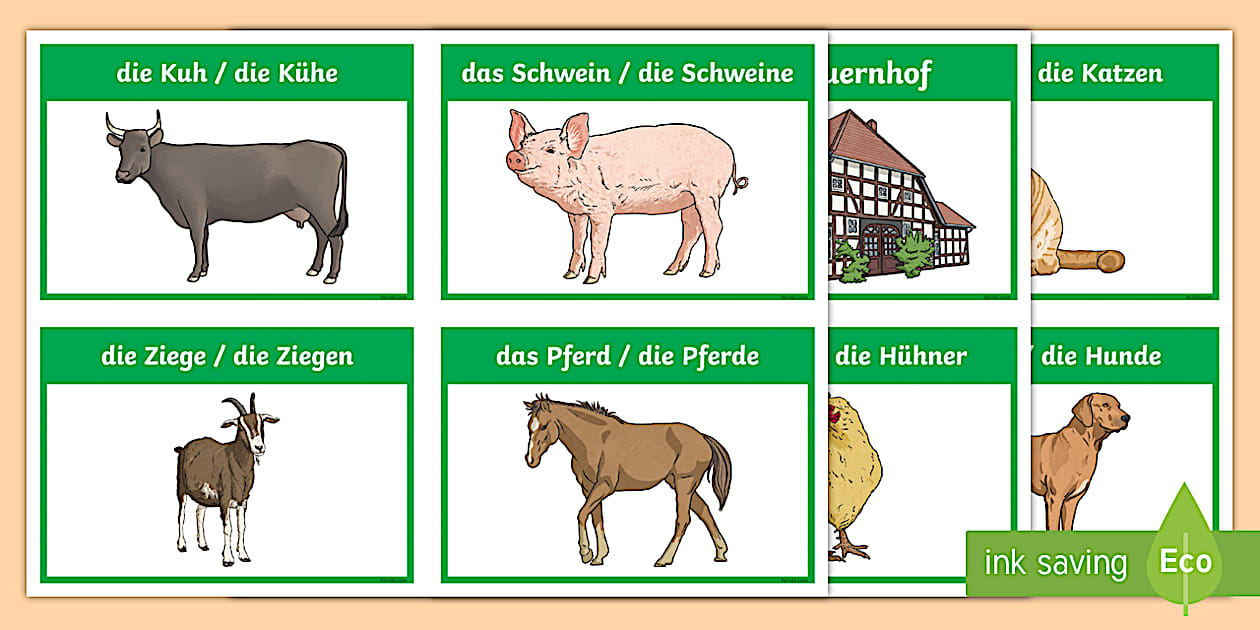 Farm Animals Flashcards German - Twinkl