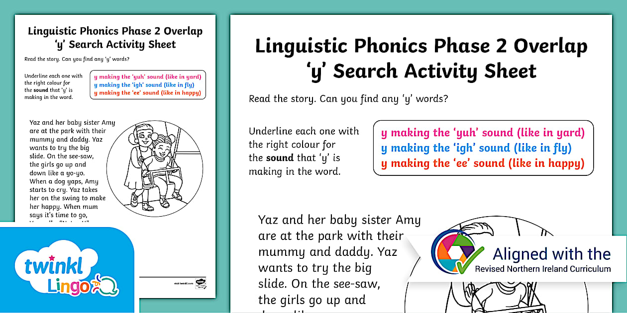 Linguistic Phonics Phase 2 Overlap y Words Search Activity
