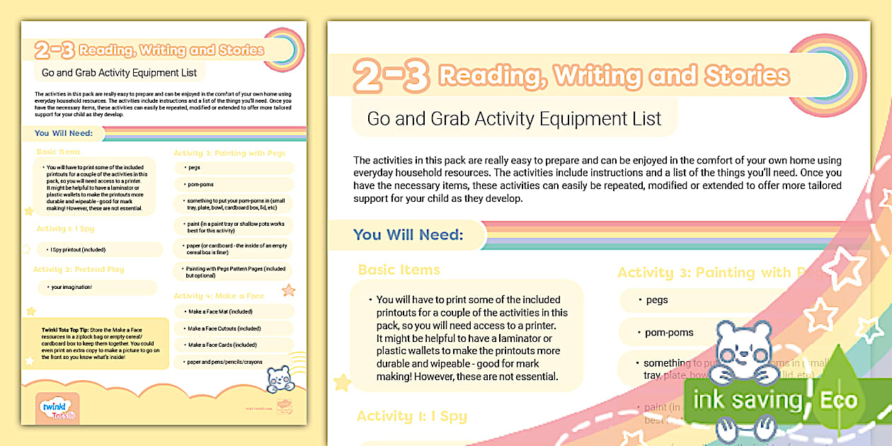 Story-Themed Grab and Go List Ages 2-3 | Twinkl Tots