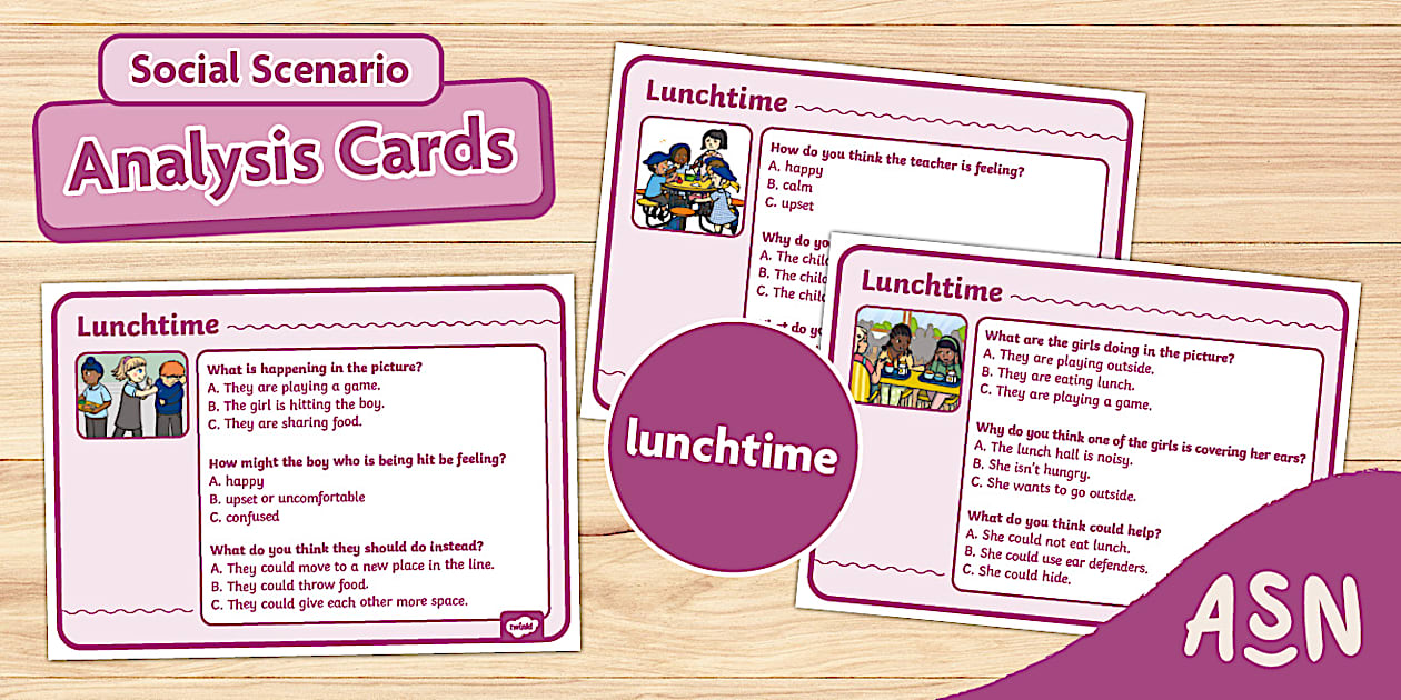 Lunchtime Social Scenario Analysis Cards