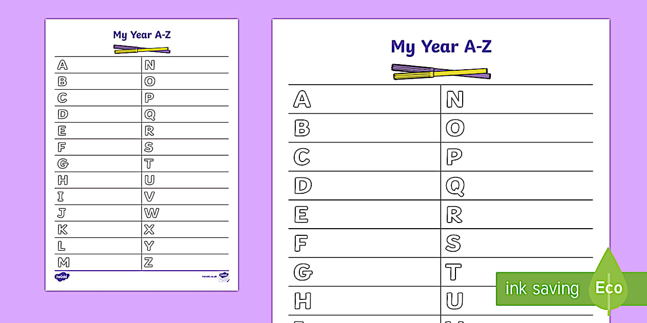 End of Year A-Z Writing Worksheet / Worksheet (teacher made)